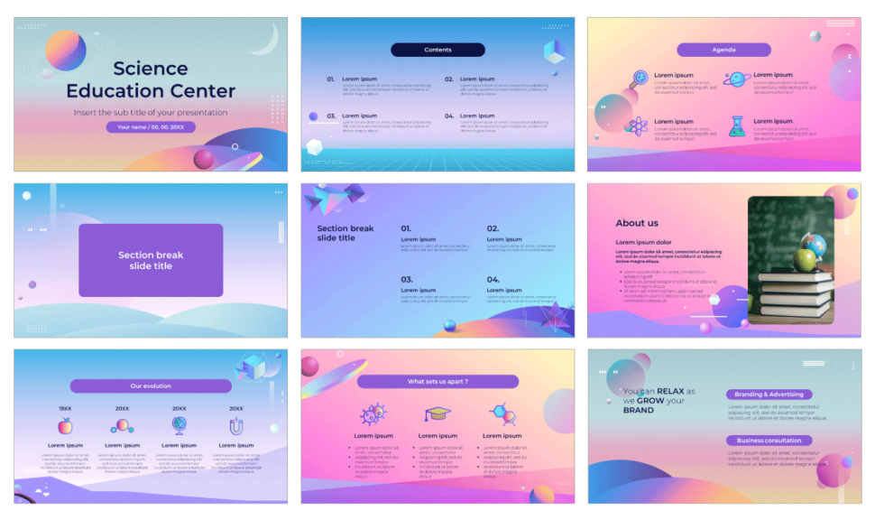 Science Education Center Google Slides PowerPoint Templates