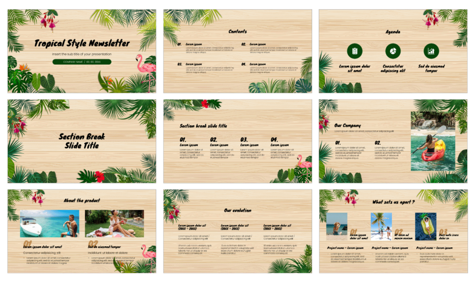 Tropical Style Newsletter Google Slides PowerPoint Templates