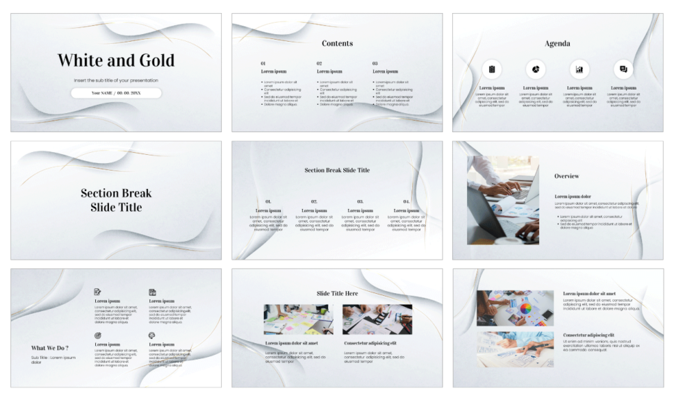 White and Gold Free Google Slides Themes PowerPoint Templates