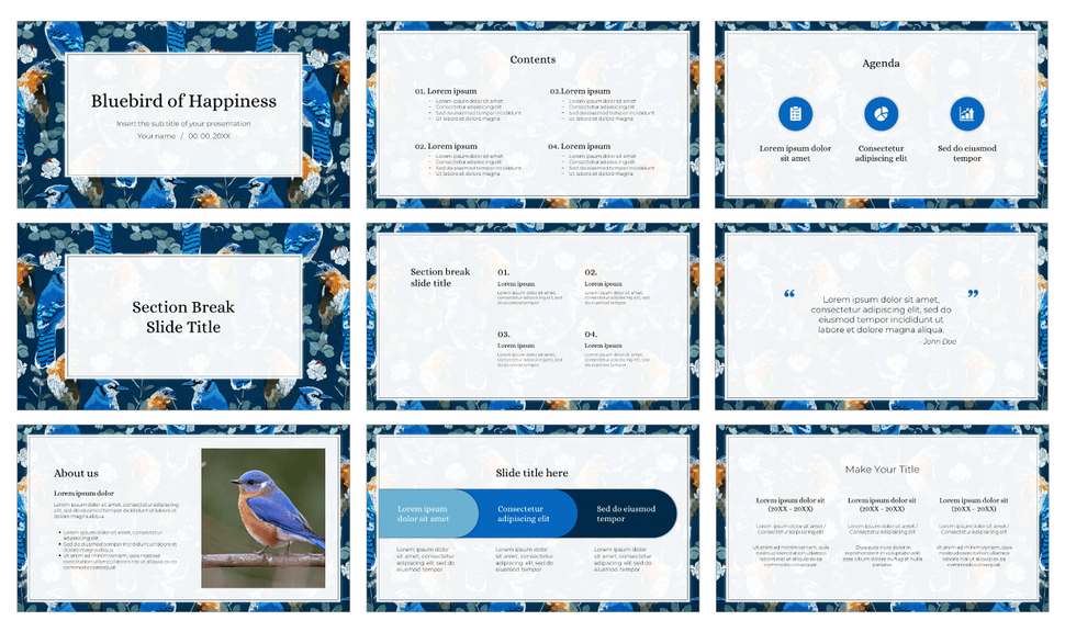 Bluebird of Happiness Free Google Slides PowerPoint Templates