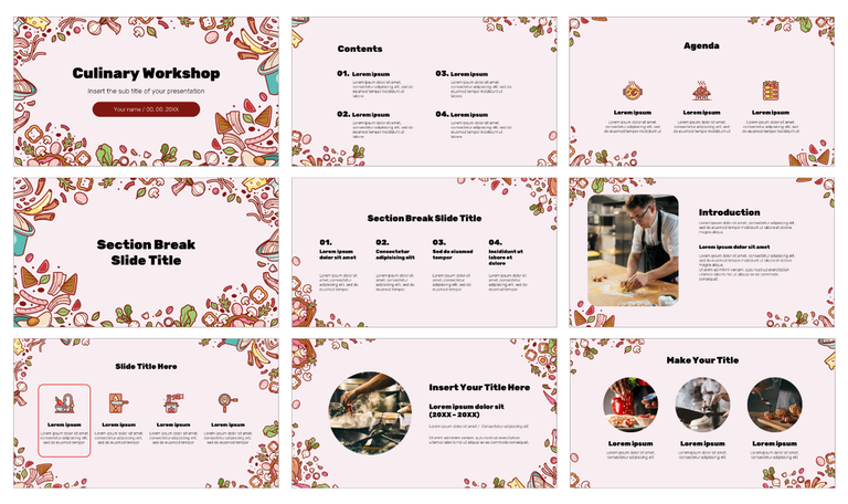 Culinary Workshop and Cooking Classes Google Slides Templates