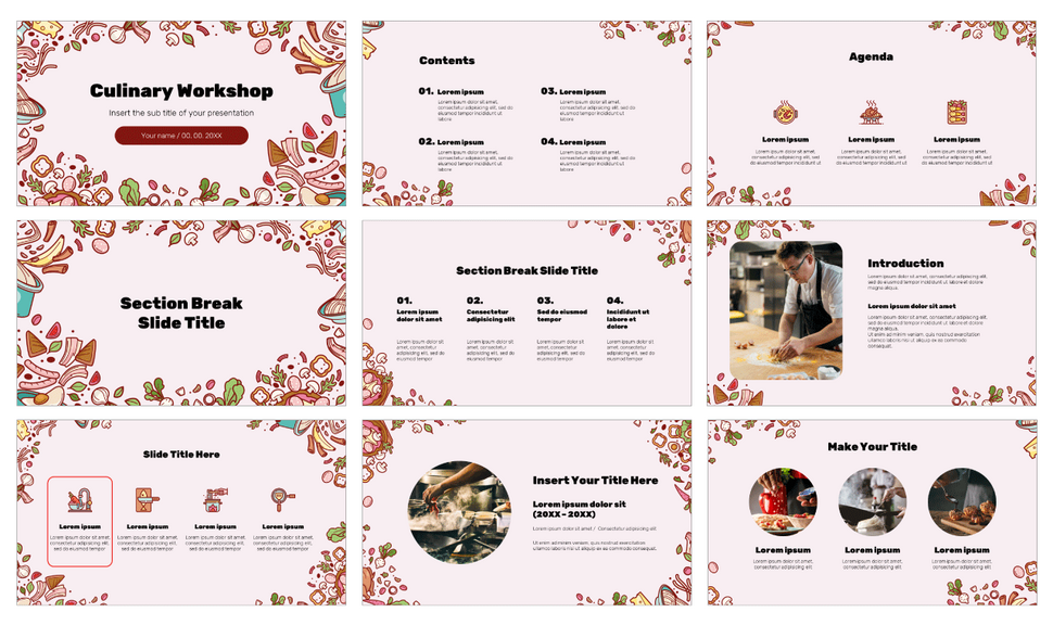 Culinary Workshop and Cooking Classes Google Slides Templates