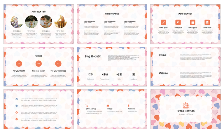 Lovely Hearts Pattern Google Slides Theme PowerPoint Template