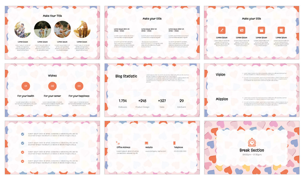 Lovely Hearts Pattern Google Slides Theme PowerPoint Template