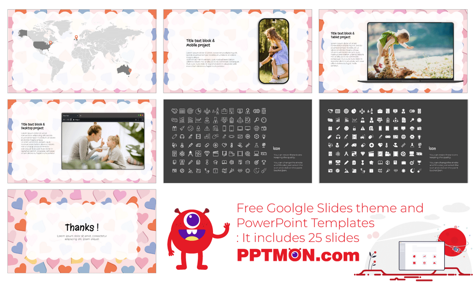 Lovely Hearts Pattern Google Slides Theme PowerPoint Template