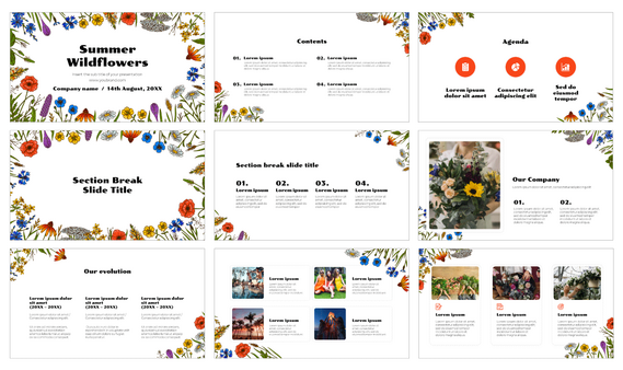 Summer Wildflowers Google Slides Themes PowerPoint Templates