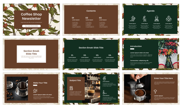 Coffee Shop Newsletter Free Google Slides PowerPoint Templates