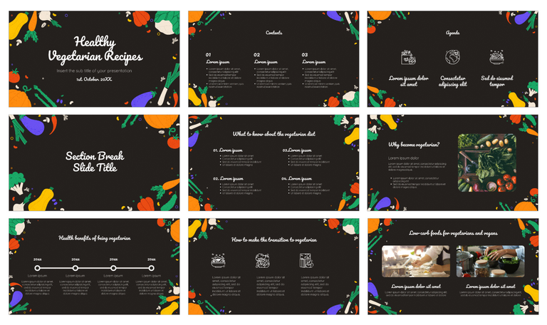 Healthy Vegetarian Recipes Google Slides PowerPoint Templates