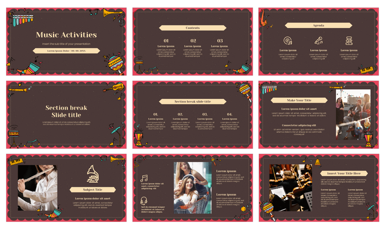 Music Activities Presentation Templates - Google Slides PowerPoint