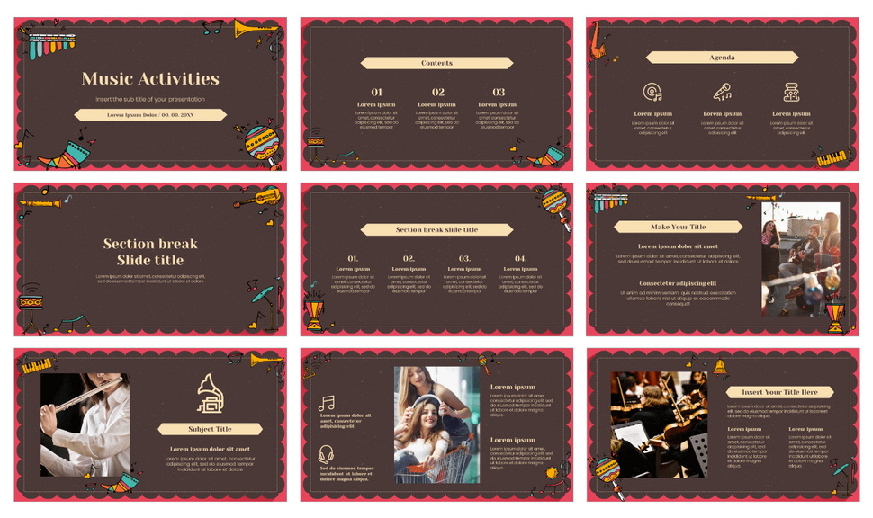 Music Activities Presentation Templates - Google Slides PowerPoint