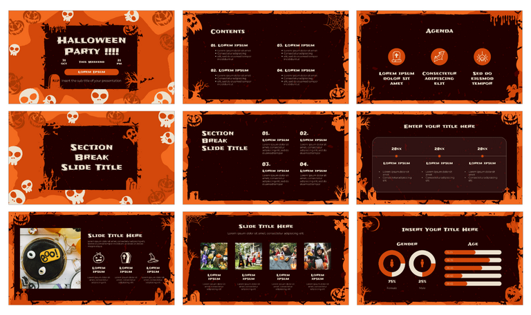 Scary Halloween Drawings Google Slides PowerPoint Templates