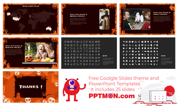 Scary Halloween Drawings Google Slides PowerPoint Templates