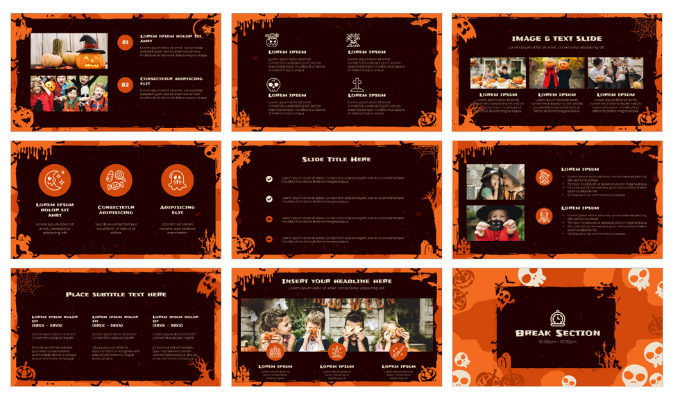 Scary Halloween Drawings Google Slides PowerPoint Templates