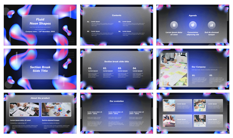 Fluid Neon Shapes Google Slides Themes PowerPoint Templates