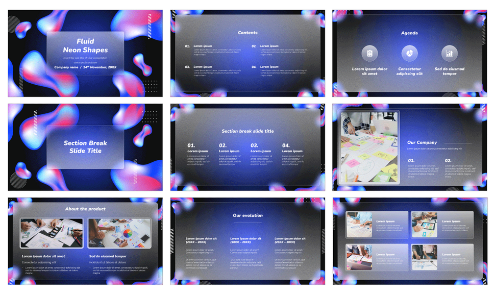 Fluid Neon Shapes Google Slides Themes PowerPoint Templates