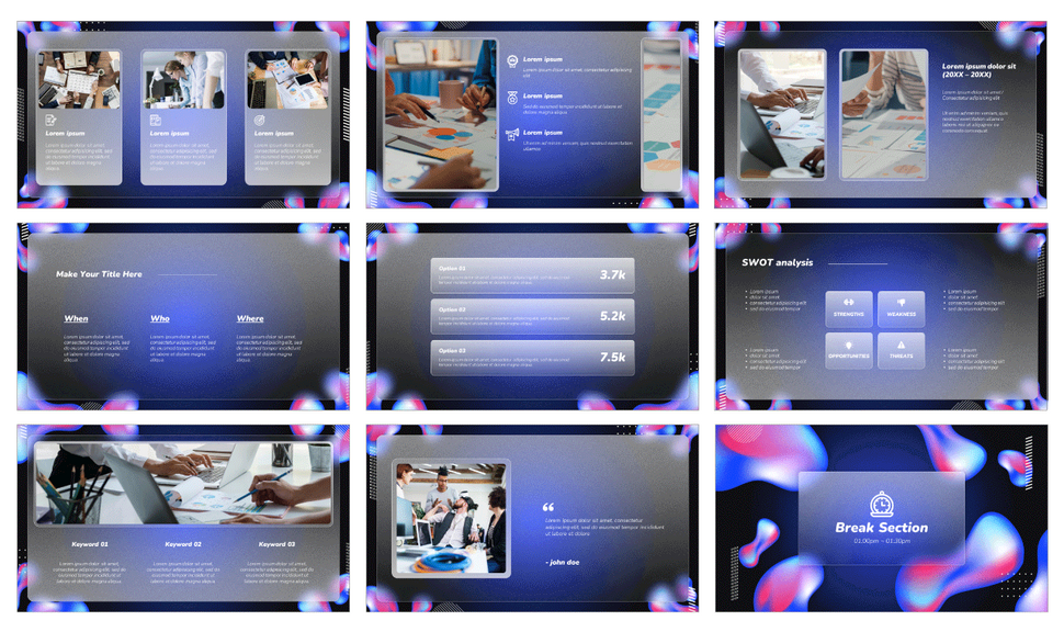 Fluid Neon Shapes Google Slides Themes PowerPoint Templates