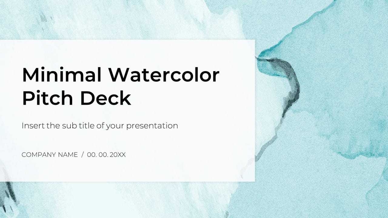 Minimal Watercolor Pitch Deck Free Google Slides PPT Templates