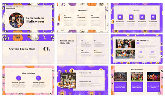 Retro Cartoon Halloween Pattern Google Slides PPT Templates