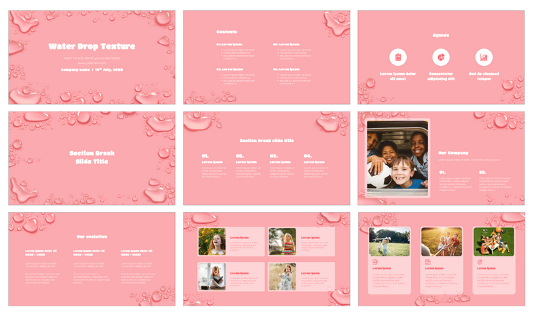 Water Drop Texture Google Slides Theme PowerPoint Template