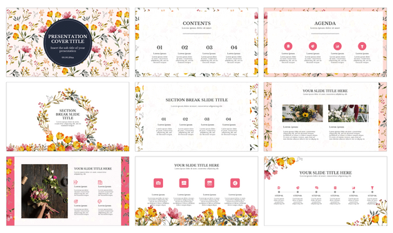 Watercolor Flower Presentation Templates - Google Slides & PPT