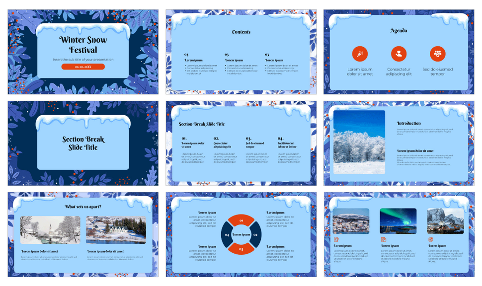 Winter Snow Festival Google Slide Themes PowerPoint Templates