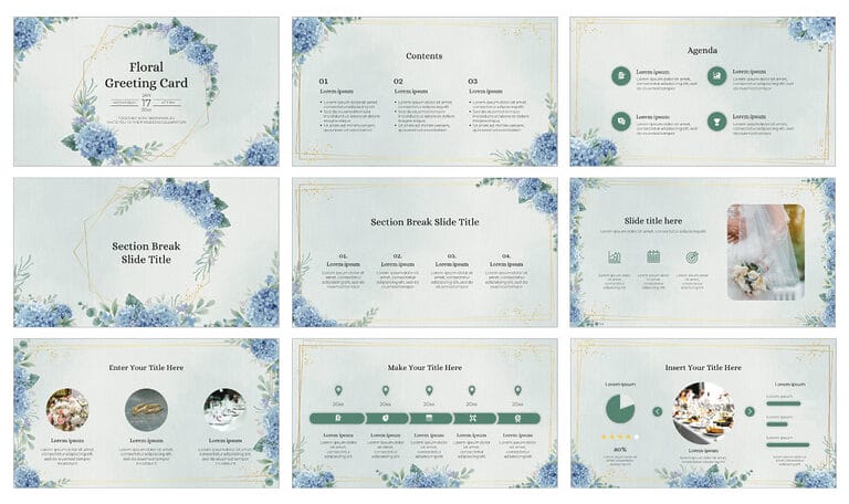 Floral Greeting Card Google Slide Theme PowerPoint Template