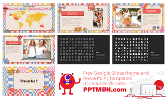 Groovy Retro Square Google Slides Theme PowerPoint Template