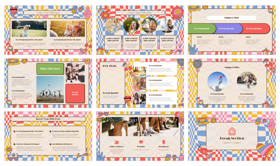 Groovy Retro Square Google Slides Theme PowerPoint Template