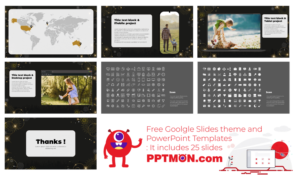 Happy New Year 2024 Google Slide Theme PowerPoint Template