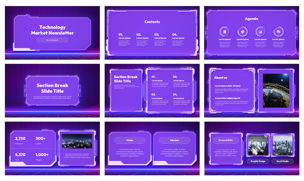 Technology Market Newsletter Google Slides PowerPoint Template