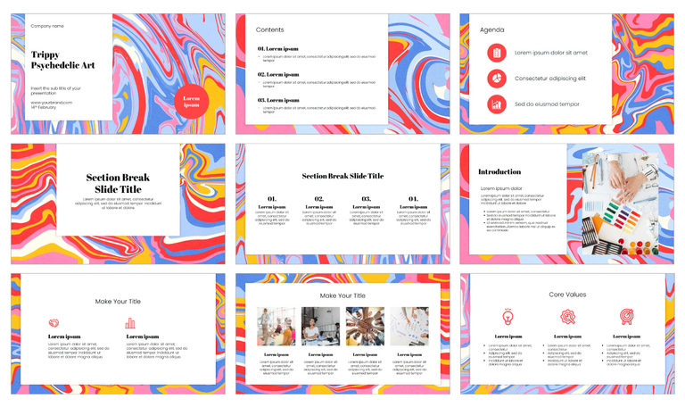 Trippy Psychedelic Art Google Slides Theme PowerPoint Template