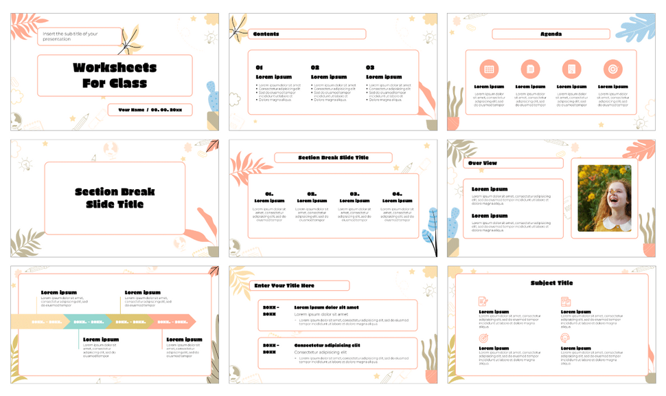 Worksheets For Class Google Slides Theme PowerPoint Templates