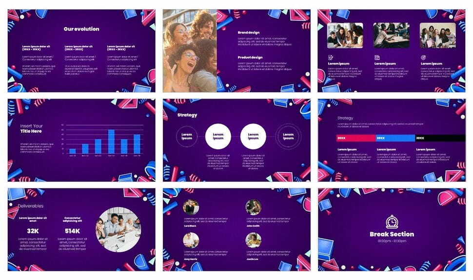 3D Style Planner for College Google Slides PowerPoint Templates