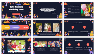 Cute Animals Birthday Card Google Slide PowerPoint Templates