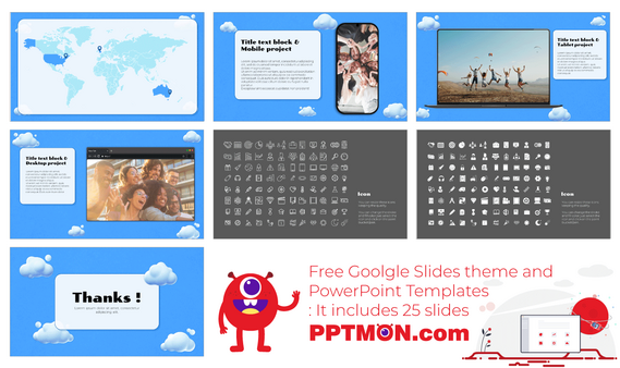 Blue Sky with Clouds Google Slides Theme PowerPoint Template