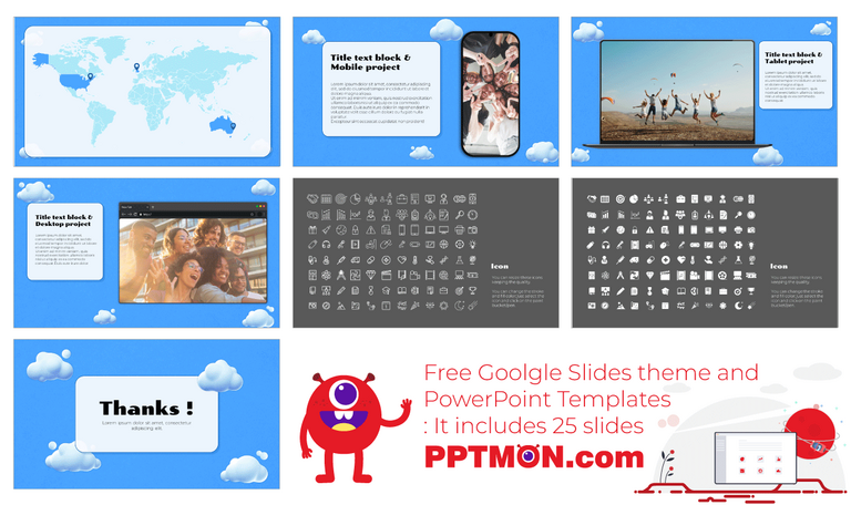 Blue Sky with Clouds Google Slides Theme PowerPoint Template