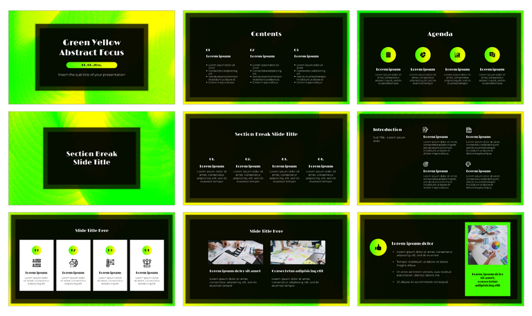 Green Yellow Abstract Focus Google Slides PowerPoint Templates