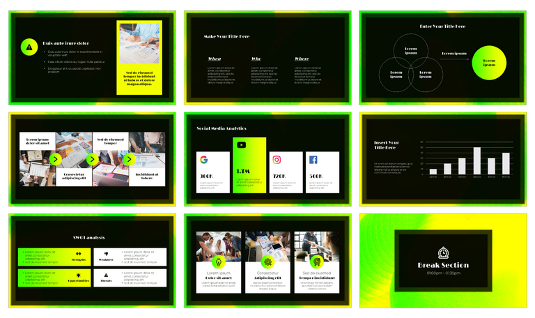 Green Yellow Abstract Focus Google Slides PowerPoint Templates