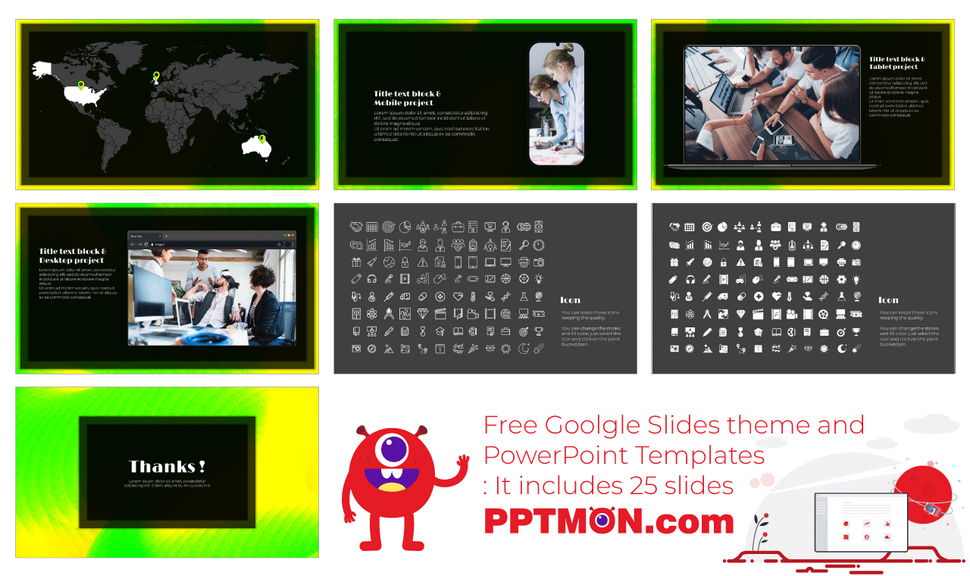 Green Yellow Abstract Focus Google Slides PowerPoint Templates