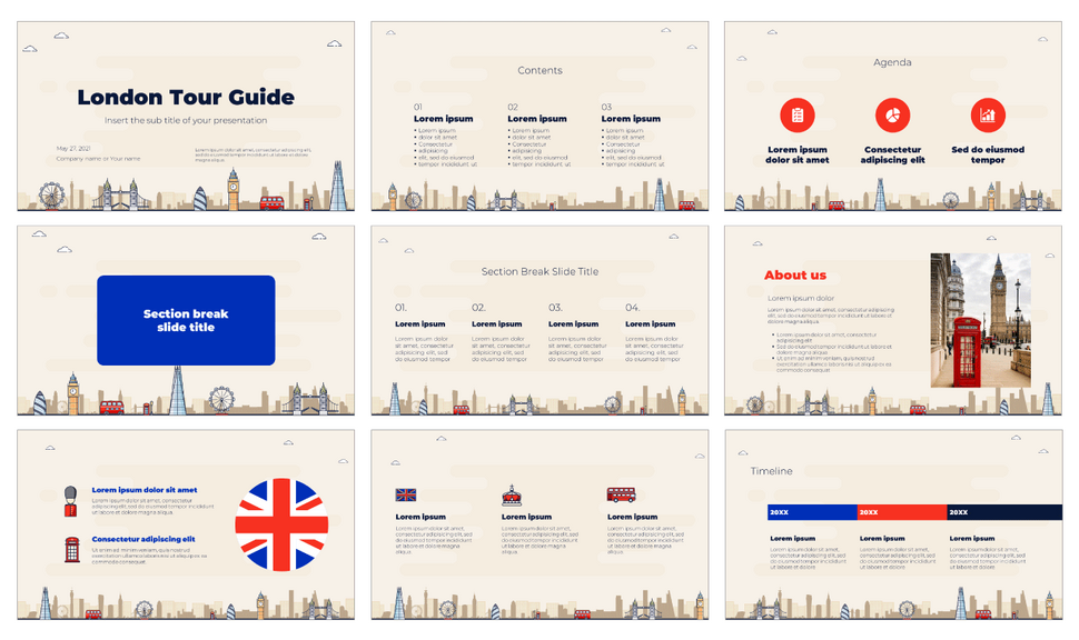 London Tour Guide Google Slides Theme PowerPoint Template