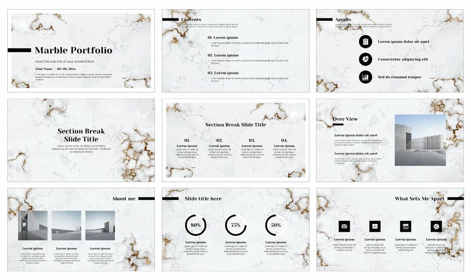 Marble Portfolio Free Google Slides Themes PowerPoint Templates