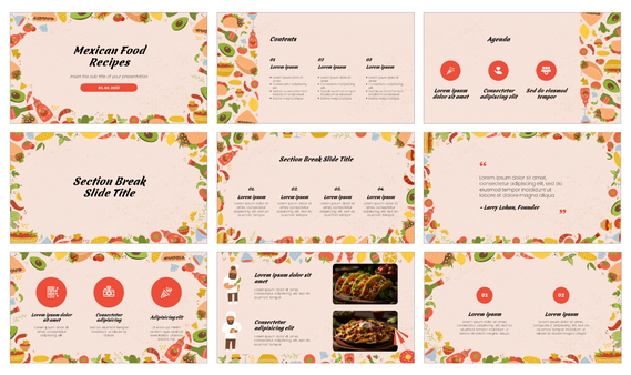 Mexican Food Recipes Google Slides Theme PowerPoint Template