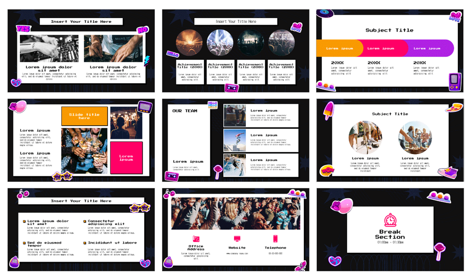 Retro Cartoon Stickers Google Slides Theme PowerPoint Template