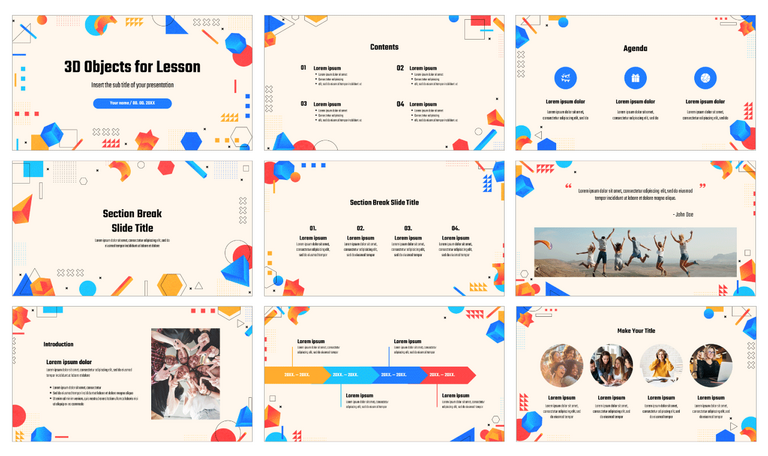 3D Objects for Lesson Google Slides Theme PowerPoint Template
