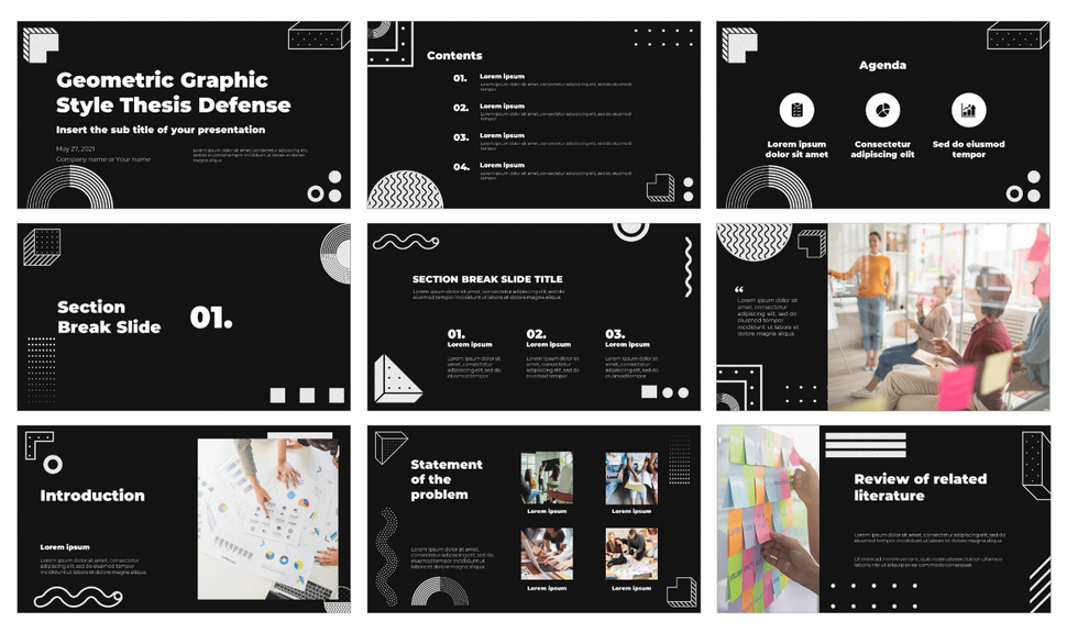 Geometric Graphic Thesis Defense Google Slides PPT Templates