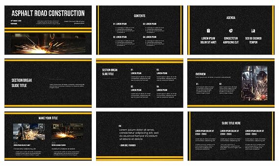 Asphalt Road Construction Google Slides PowerPoint Templates
