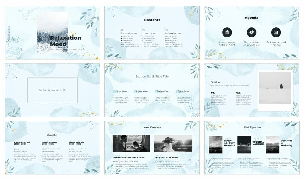 Relaxation Mood Free Google Slides Theme PowerPoint Template