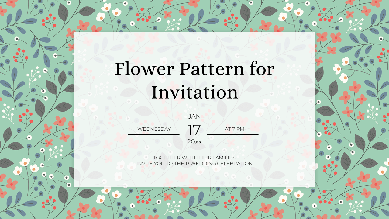 Flower Pattern for Invitation Google Slides PowerPoint Template