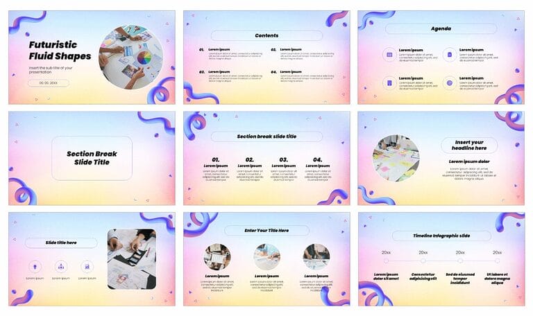 Futuristic Fluid Shapes Google Slides Theme PowerPoint Template