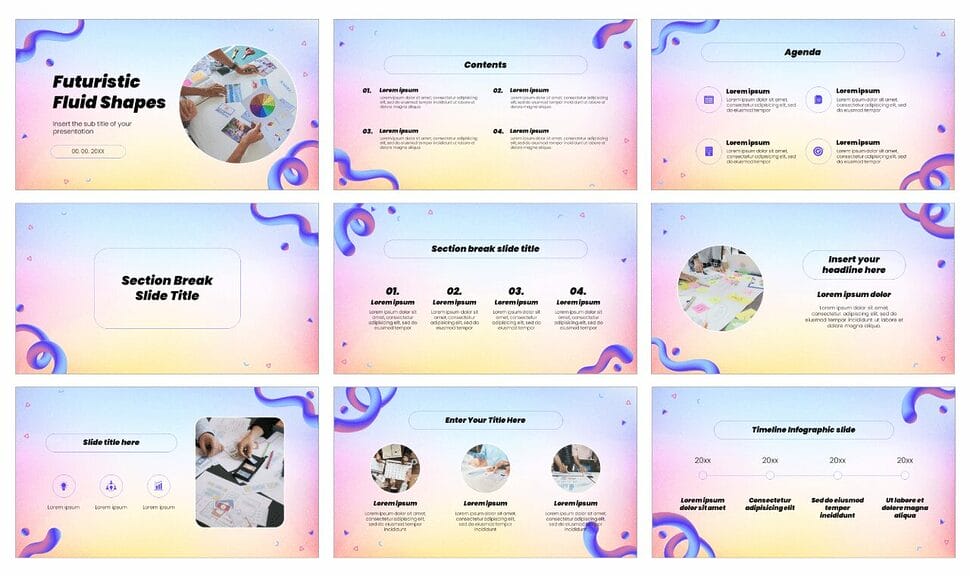 Futuristic Fluid Shapes Google Slides Theme PowerPoint Template